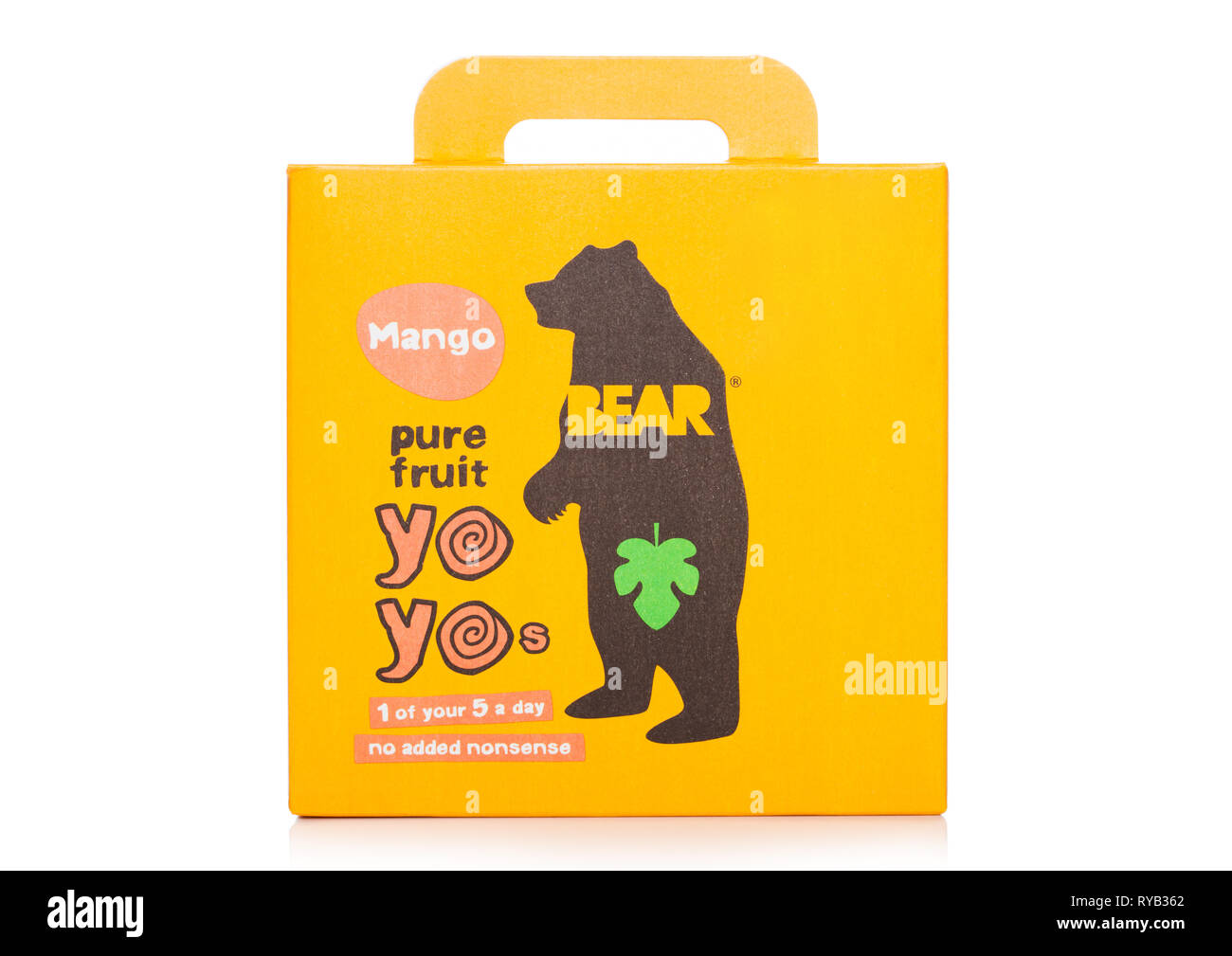 LONDON, UK - MARCH 11, 2019: Box of BEAR YOYO Delicious Pure Fruit ...