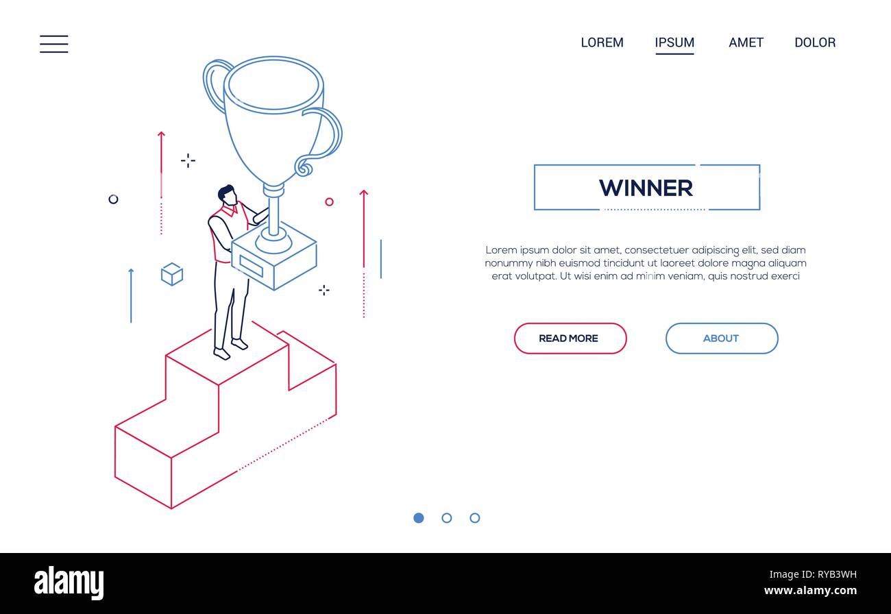Winner - line design style isometric web banner Stock Vector Image ...