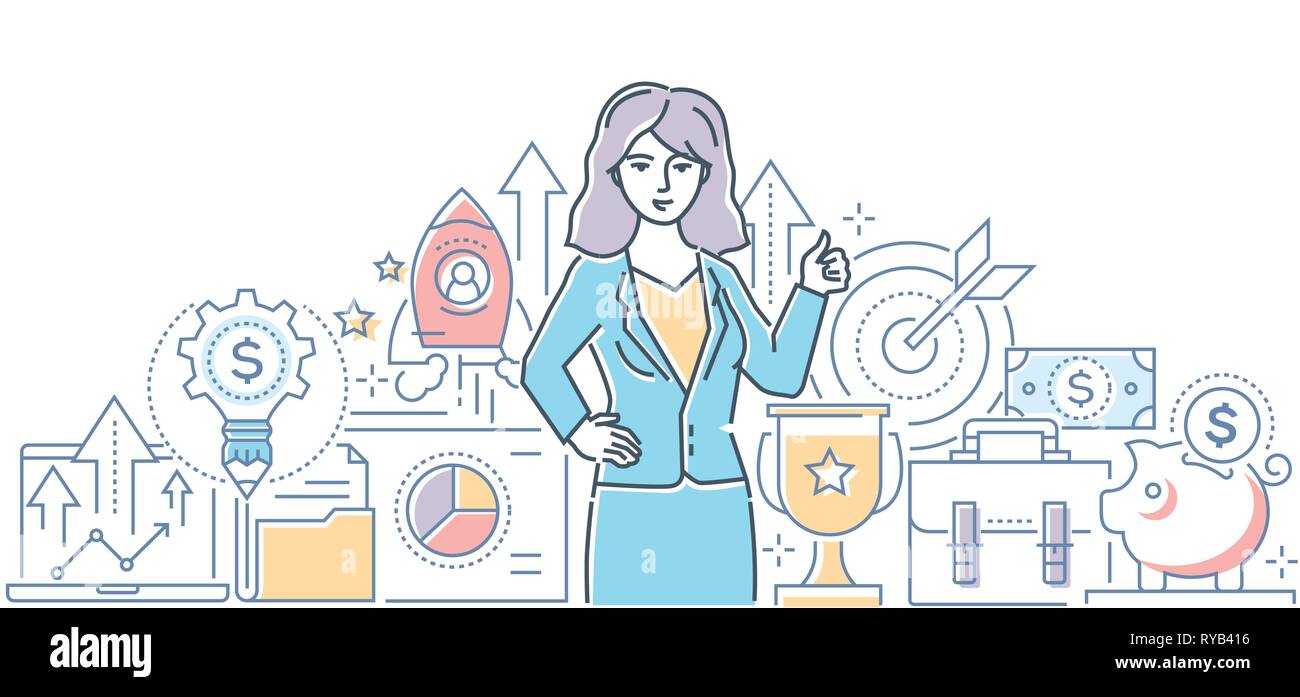 Successful business - modern line design style illustration Stock ...