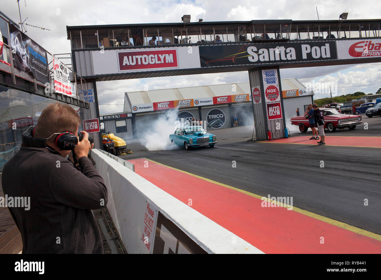 Cars about to race at Santa Pod Stock Photo - Alamy