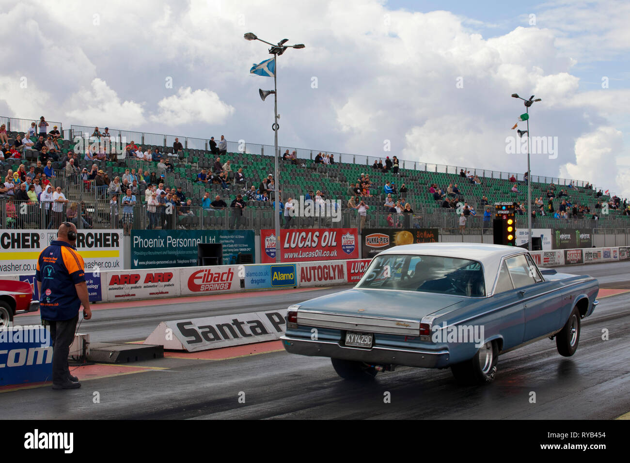 Cars about to race at Santa Pod Stock Photo - Alamy