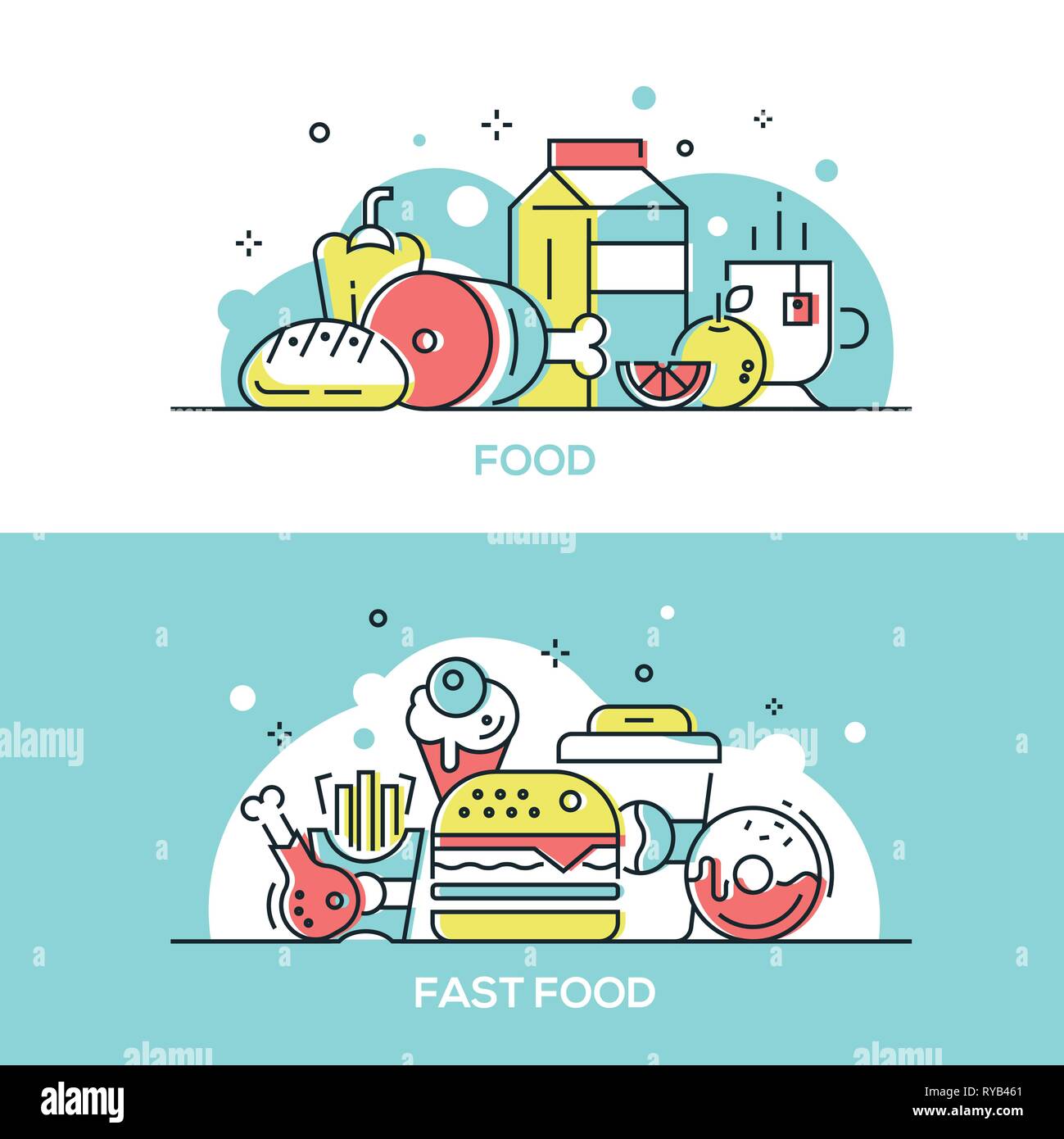 Food concept - modern line design style illustrations Stock Vector ...