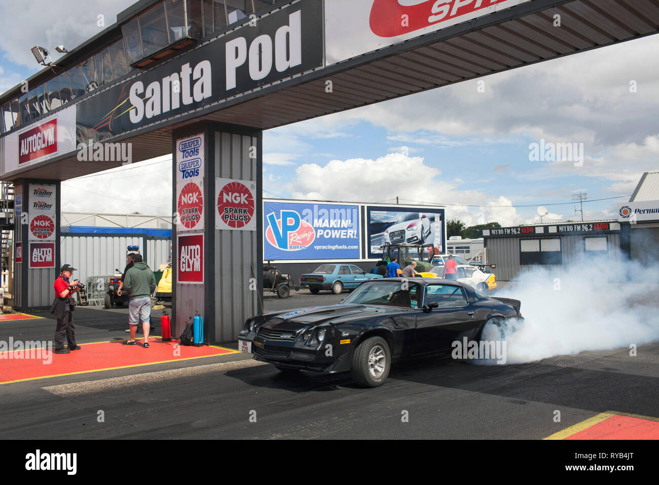 Cars about to race at Santa Pod Stock Photo - Alamy