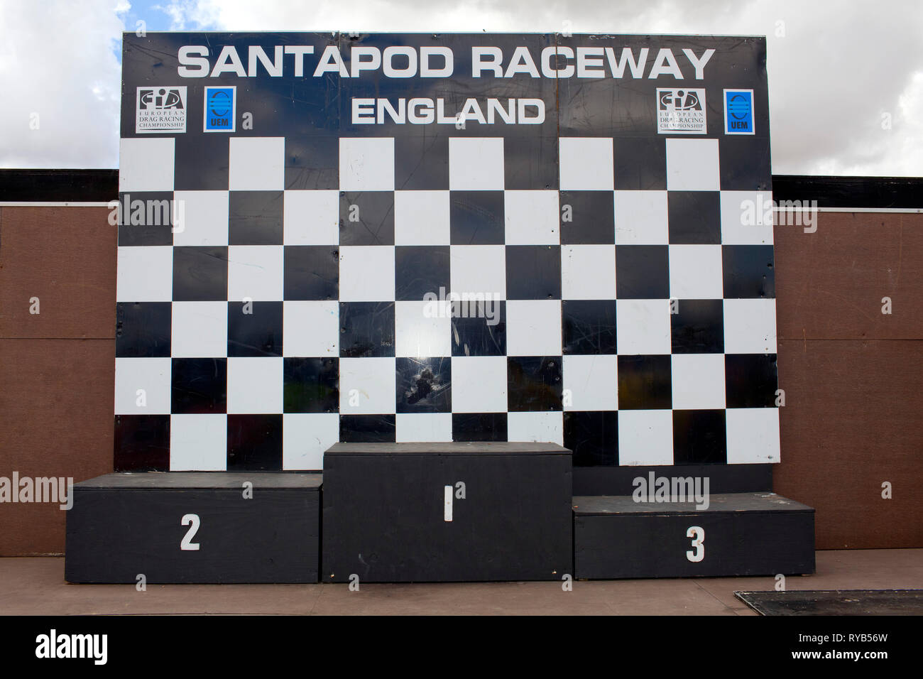 The winners podium at Santapod Raceway Stock Photo - Alamy