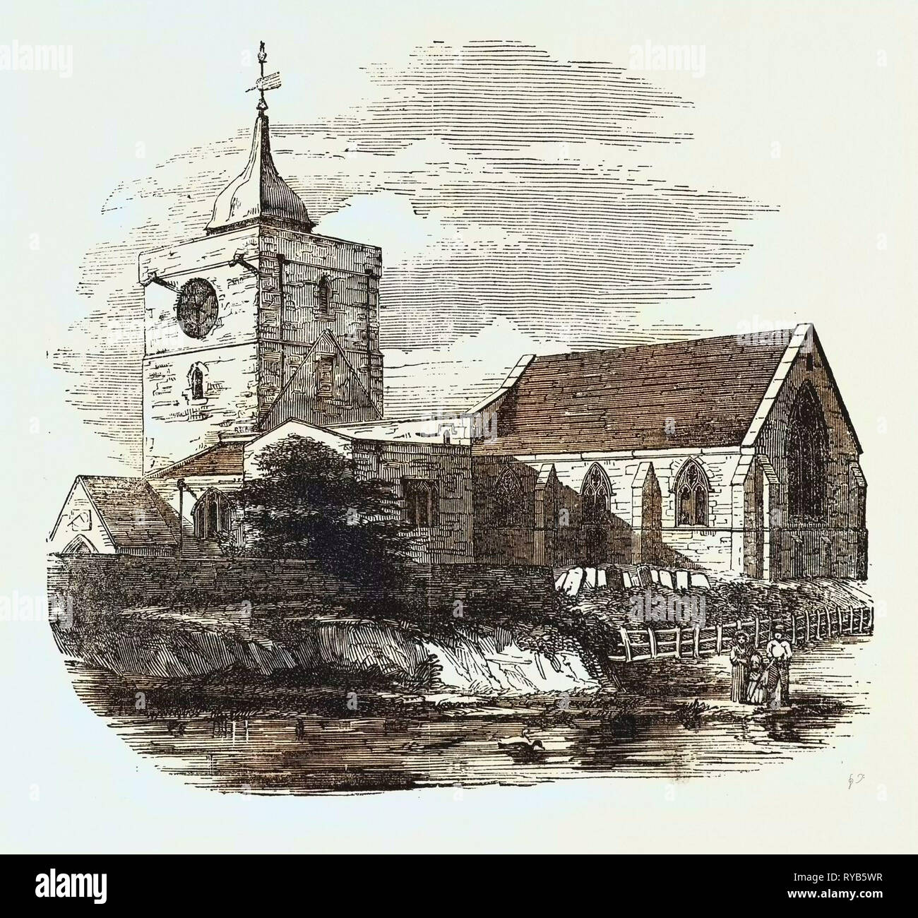 Ponteland Church Northumberland 1854 Stock Photo - Alamy