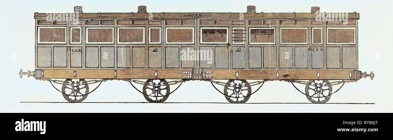 Side View of Improved Railway Carriage, 1847 Stock Photo - Alamy