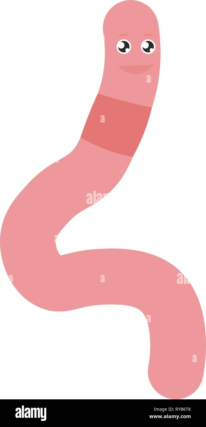Cartoon worm squirms. Vector illustration on white background Stock ...