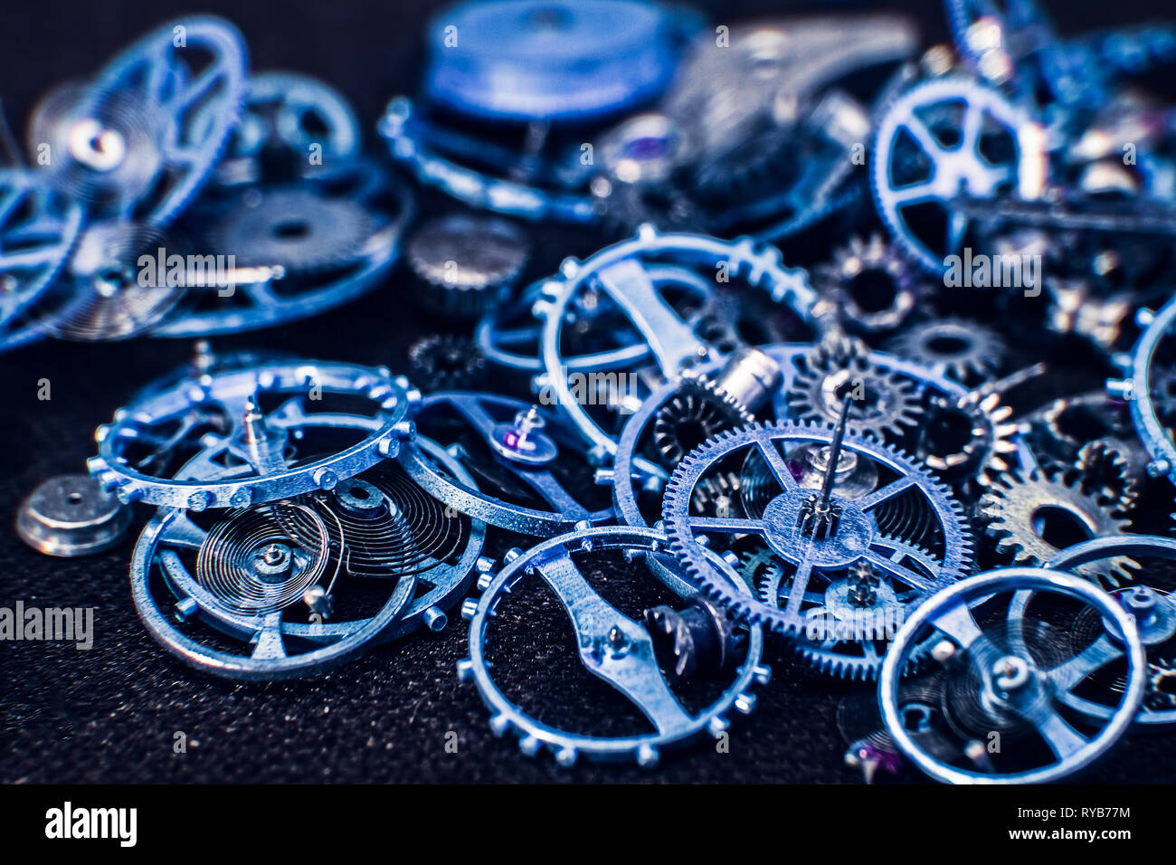 Blue cogs gears wheels collection set Stock Photo - Alamy