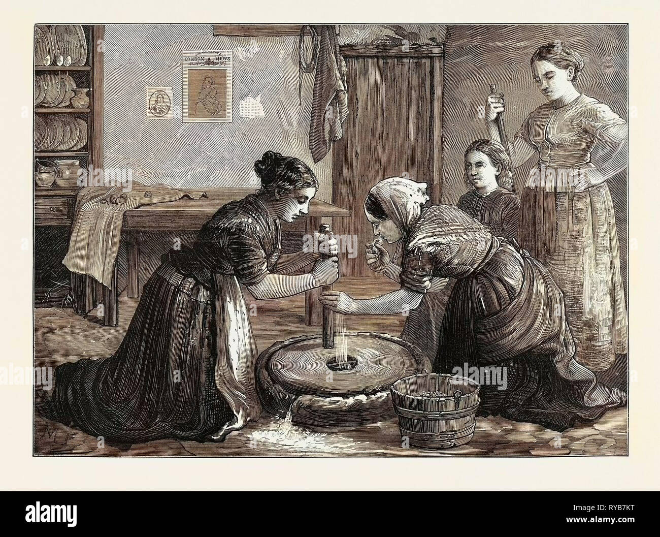 Women Grinding Corn in Ireland, 1874 Stock Photo - Alamy