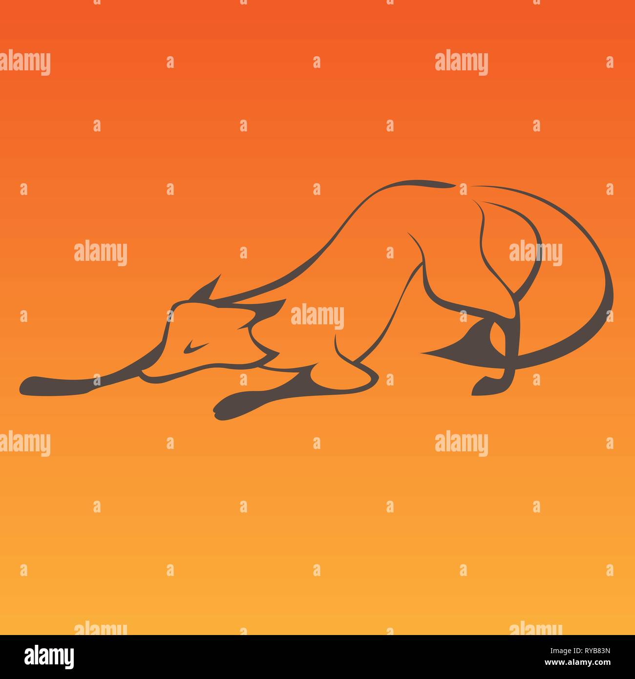 Fox sign in curve lines. Vector illustration Stock Vector Image & Art ...