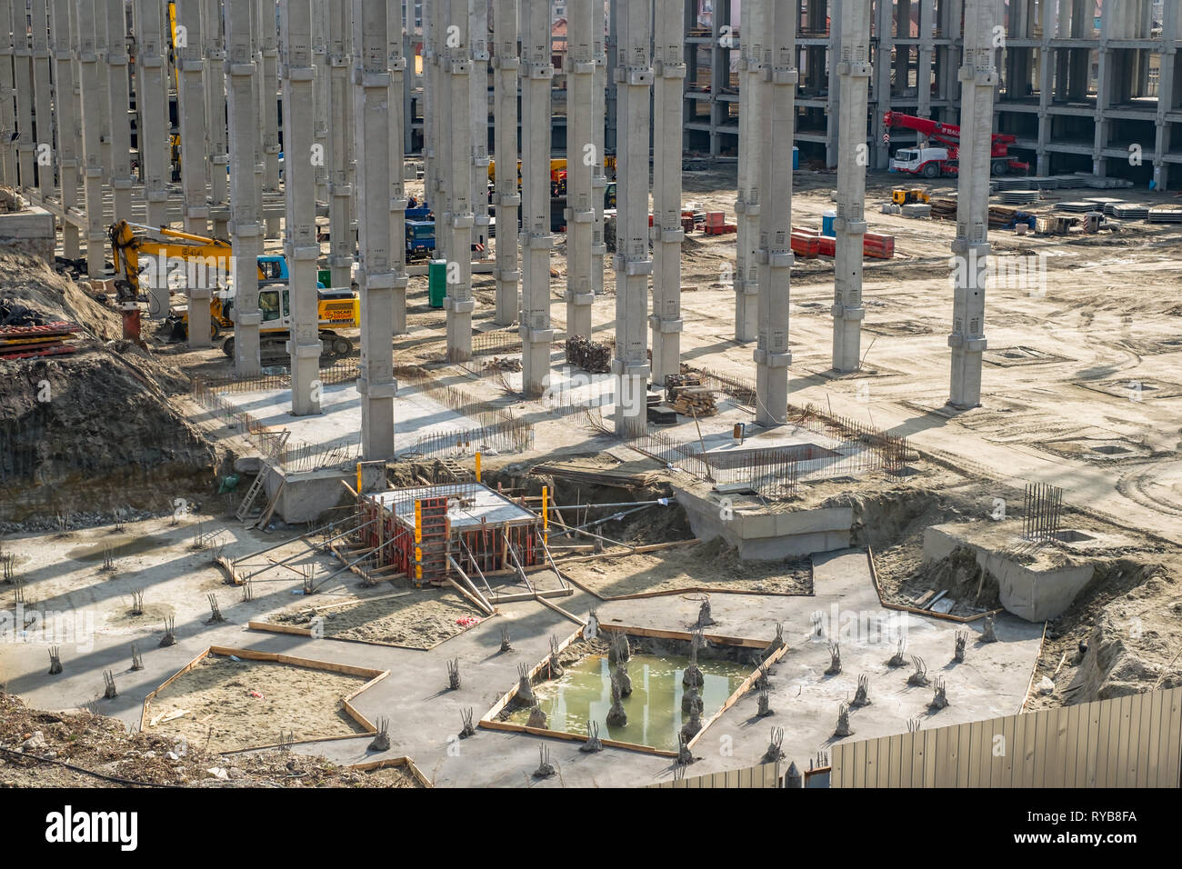 The mall Festival Centrum building site from Sibiu city, Romania Stock ...