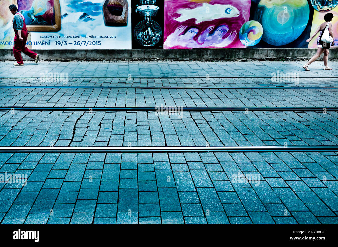 man and woman walking in opposite directions Stock Photo - Alamy