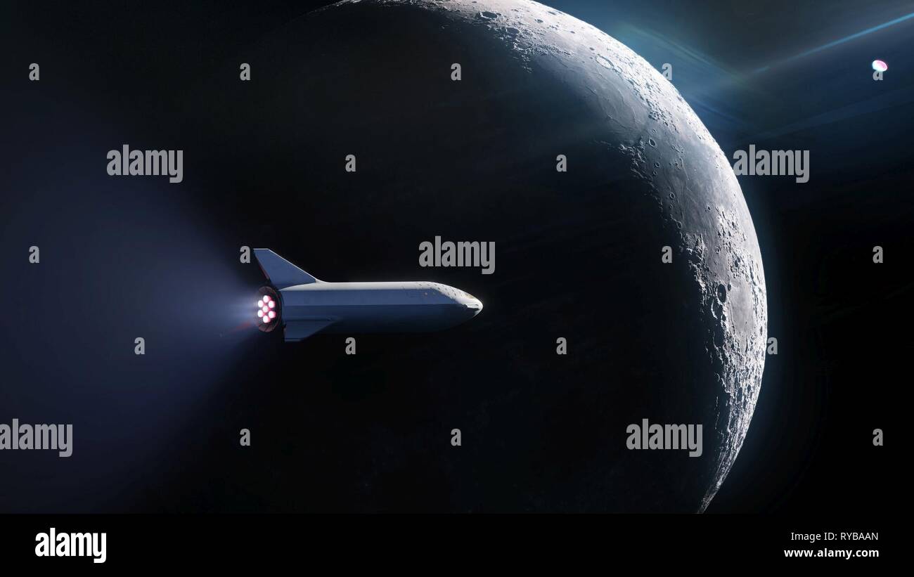 Rocket passing the moon hi-res stock photography and images - Alamy