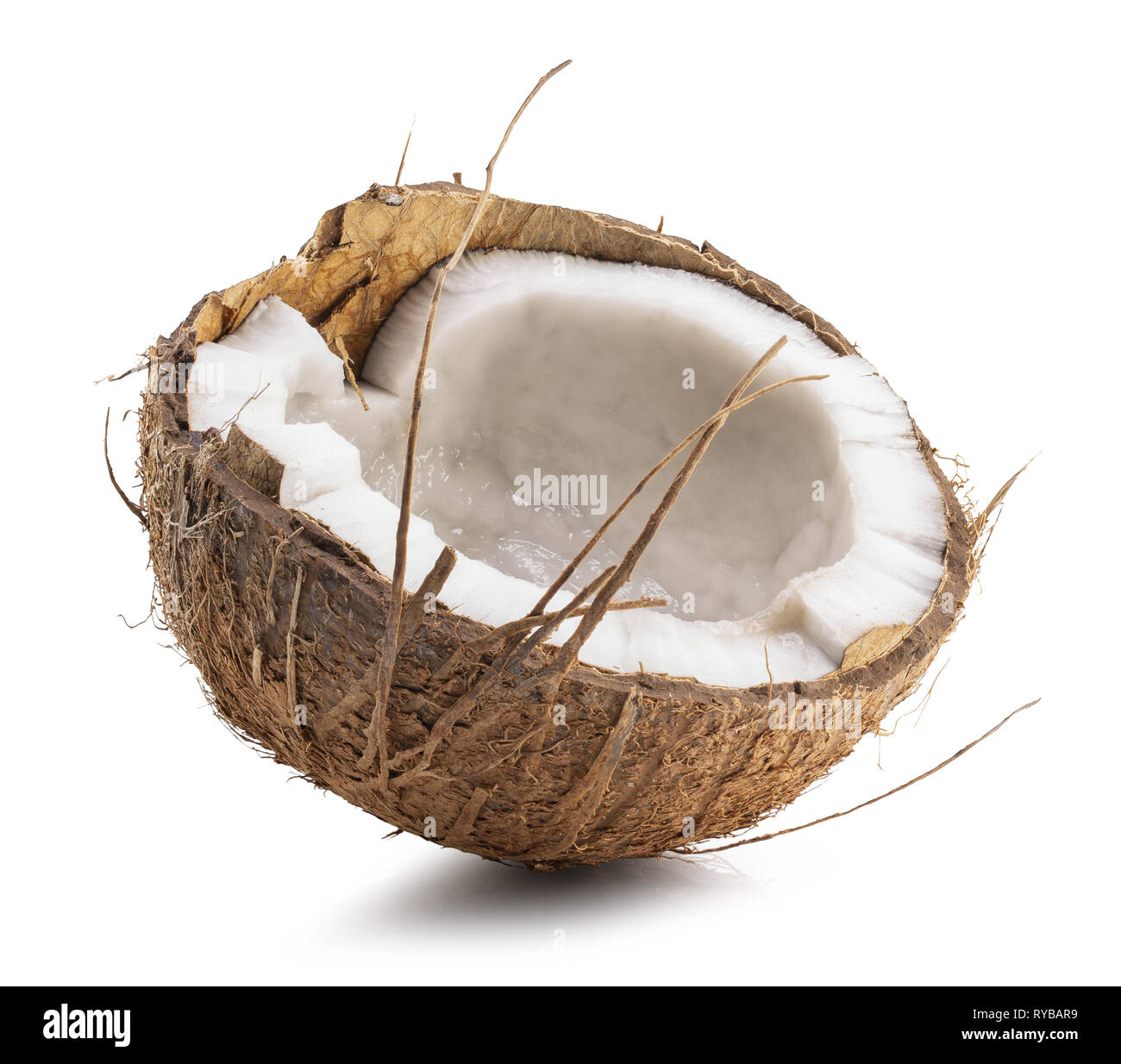 half of coconut isolated on a white background Stock Photo - Alamy