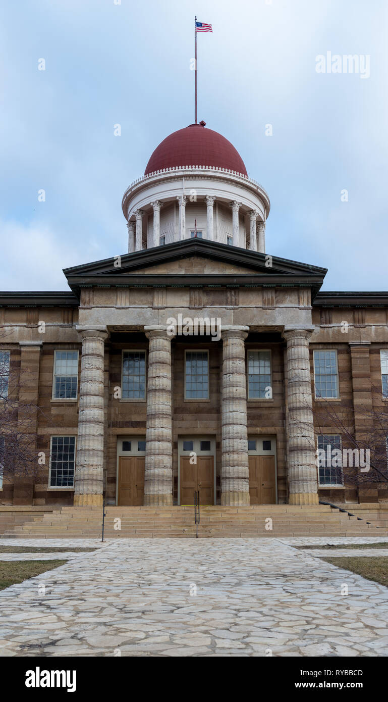 Old glory flying above the rotunda on the old (original) state capitol ...