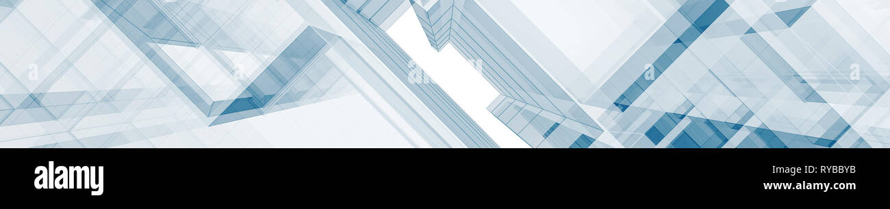 Abstract blue architecture 3d rendering Stock Photo - Alamy