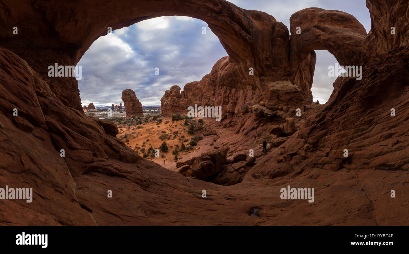 Double Arch from the inside looking out with a super wide angle ...