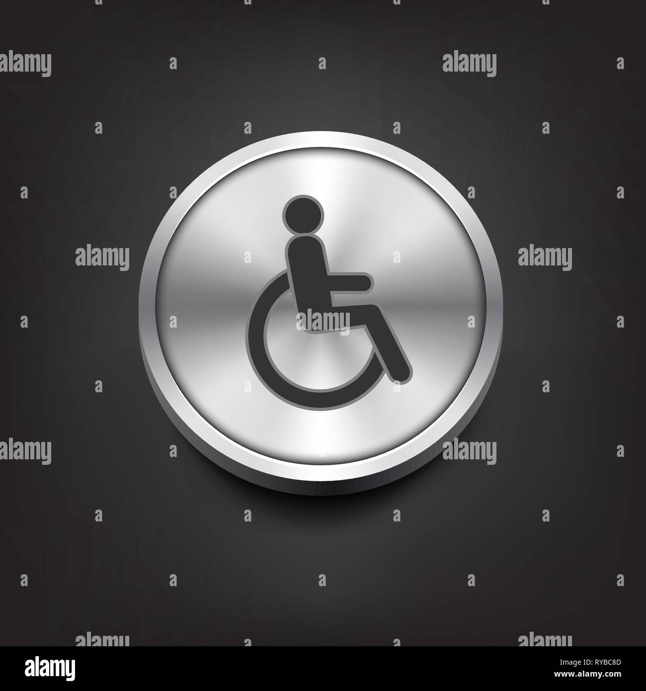 Disabled icon on silver button. Vector illustration Stock Vector Image ...