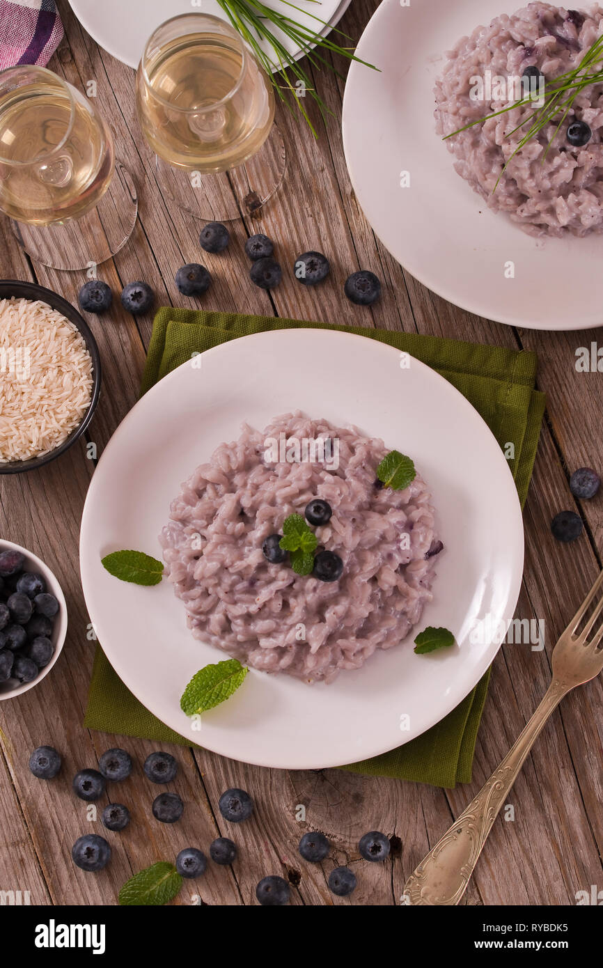 Blueberry risotto with mascarpone Stock Photo - Alamy
