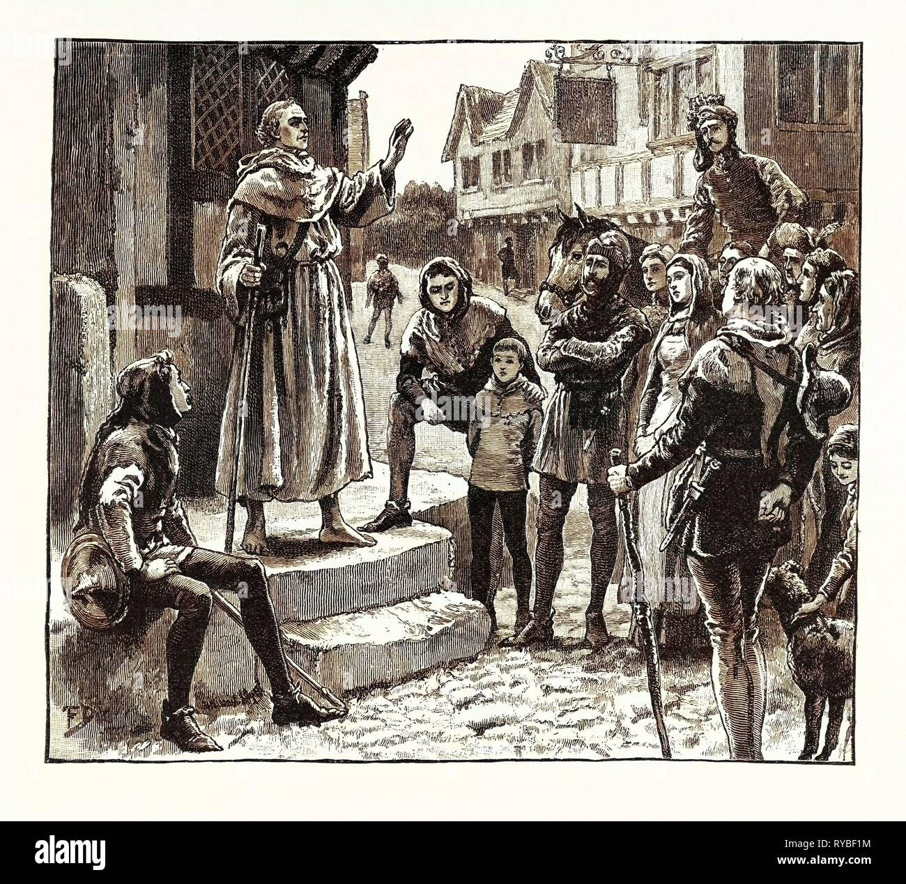 One of Wycliffe's Poor Priests Preaching to the People Stock Photo - Alamy