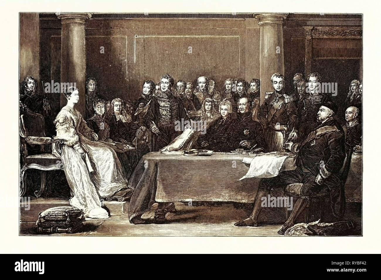 Queen Victoria's First Council Stock Photo - Alamy