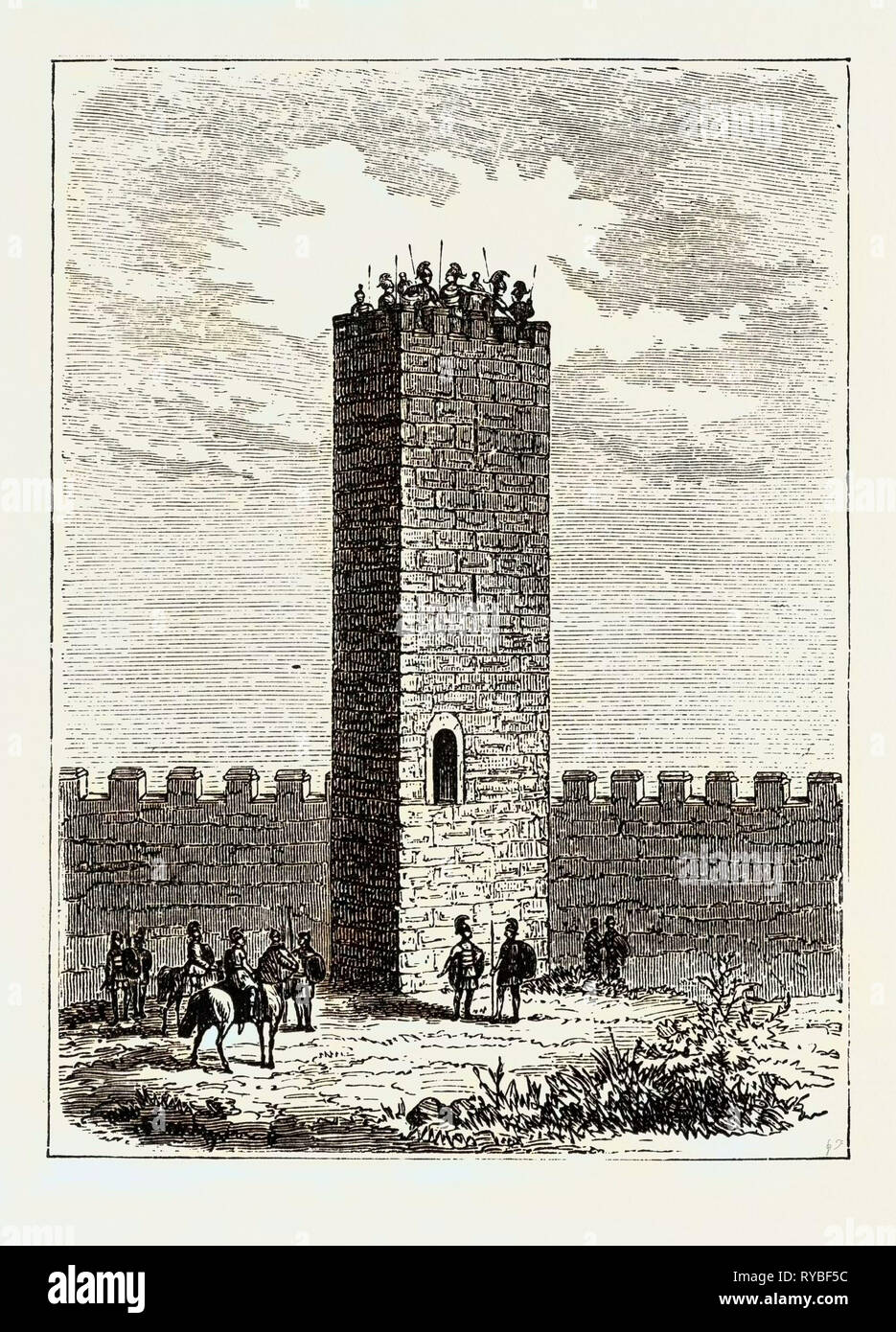 Roman tower engraving hi-res stock photography and images - Alamy