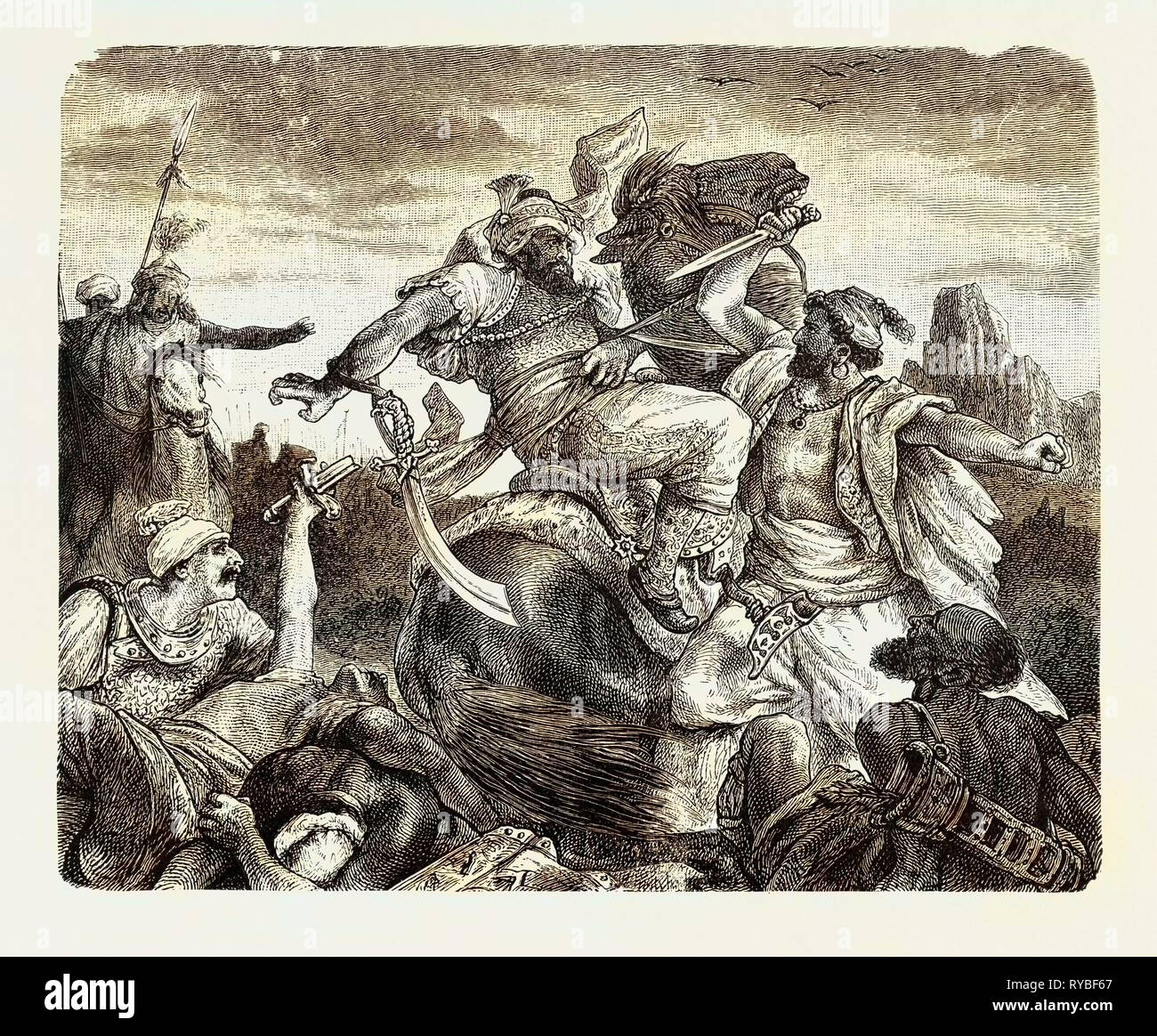 Battle of the Caliph Omar against the Sassanides Stock Photo - Alamy