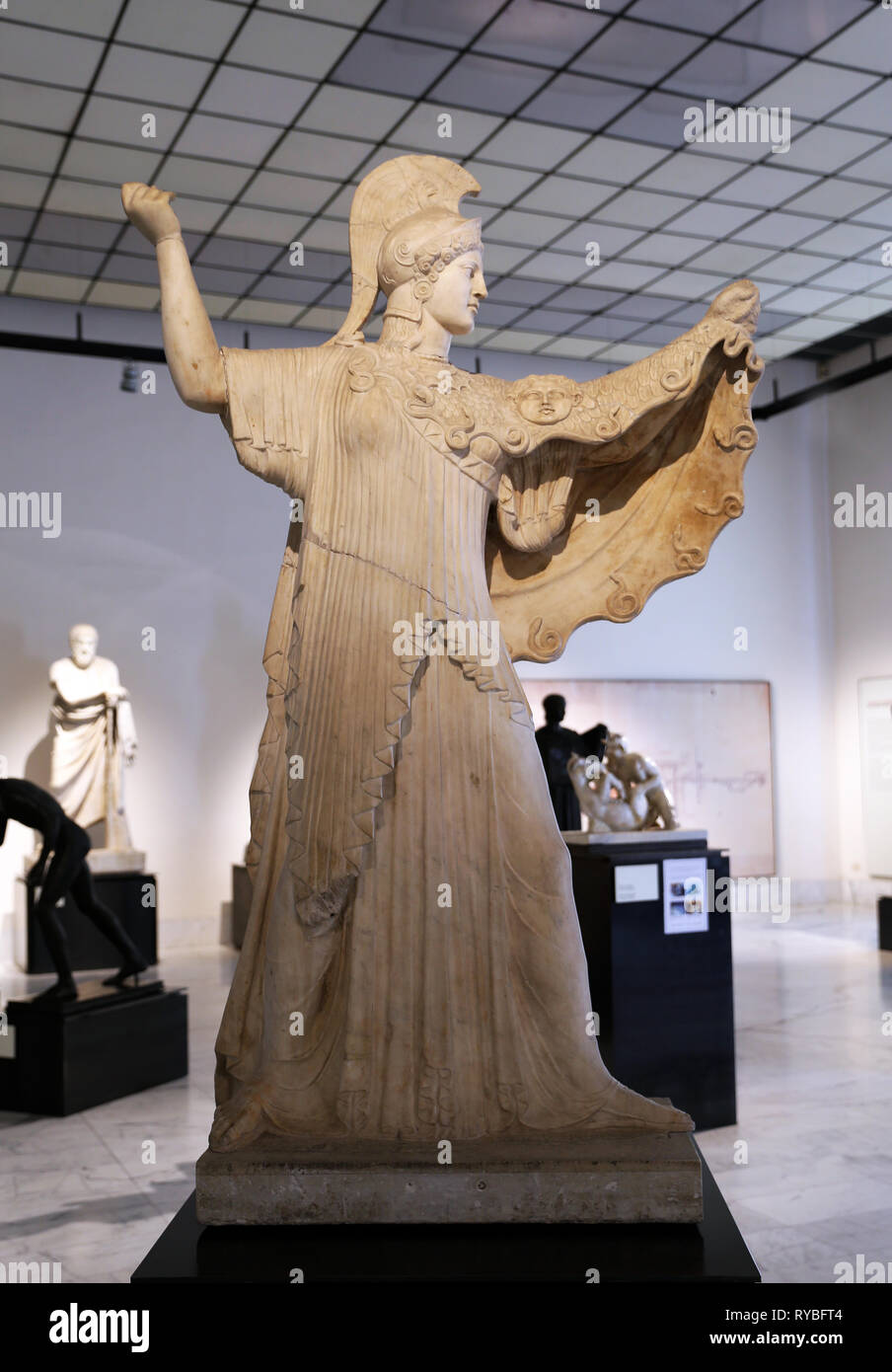 Athena Promakhos. Roman statue, from the tablinum of the Villa dei ...