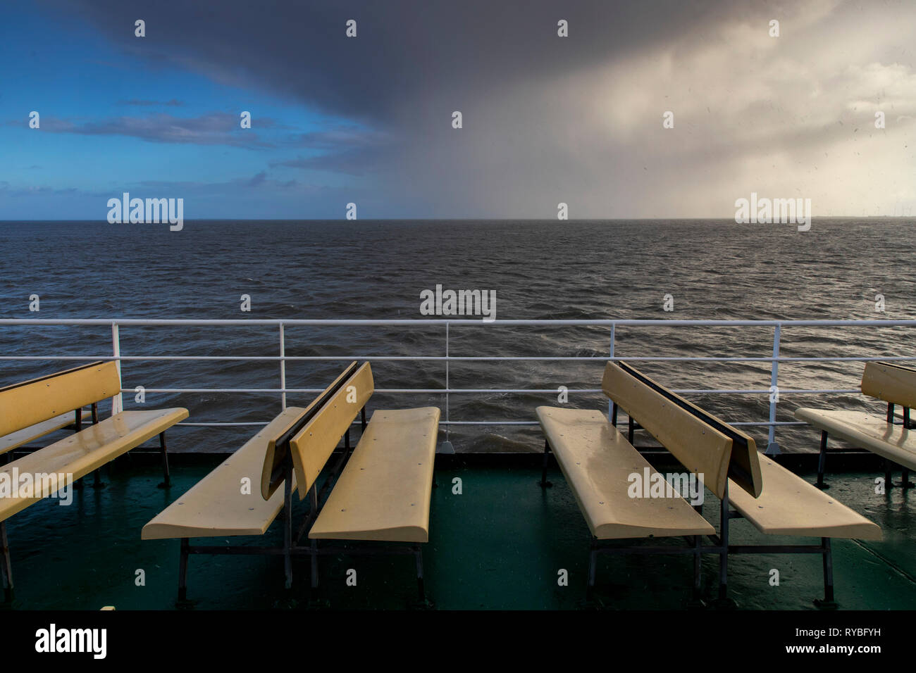 Ride on the North Sea ferry from Harlesiel, Ostfriesland, to the island ...