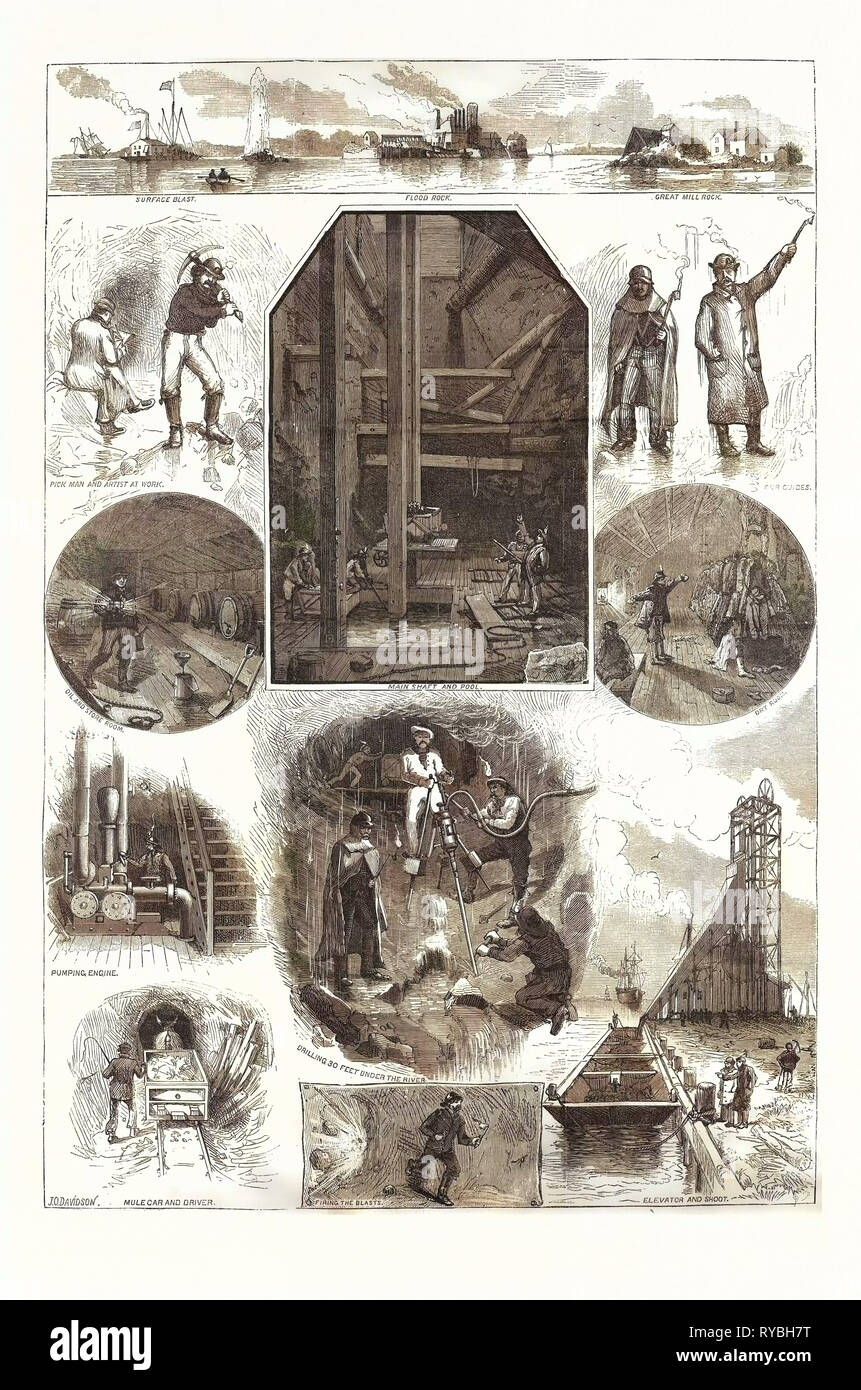 Excavations Under Flood Rock, Hell Gate, US, USA, America, United ...