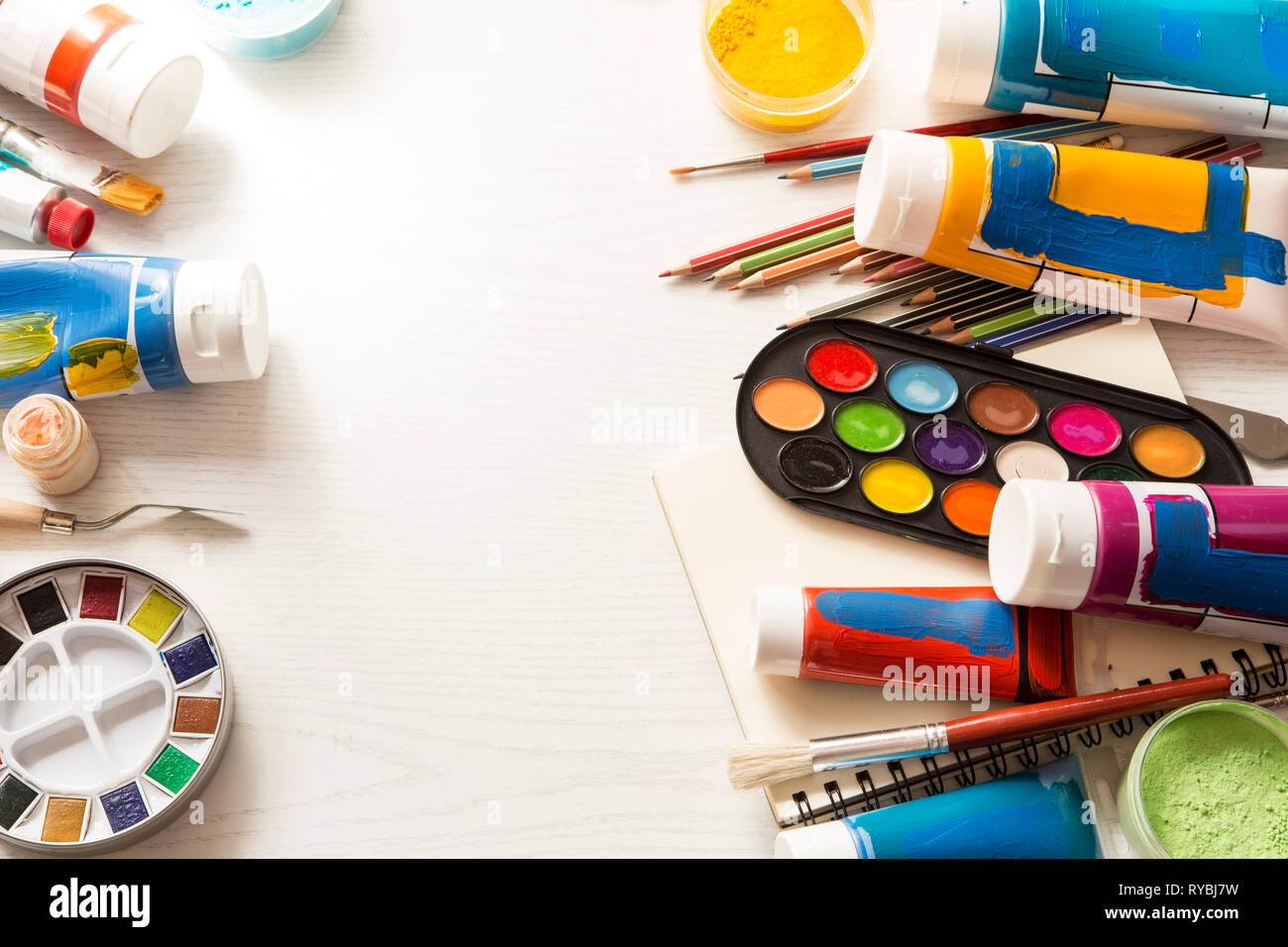 Painting equipment on white background Stock Photo - Alamy