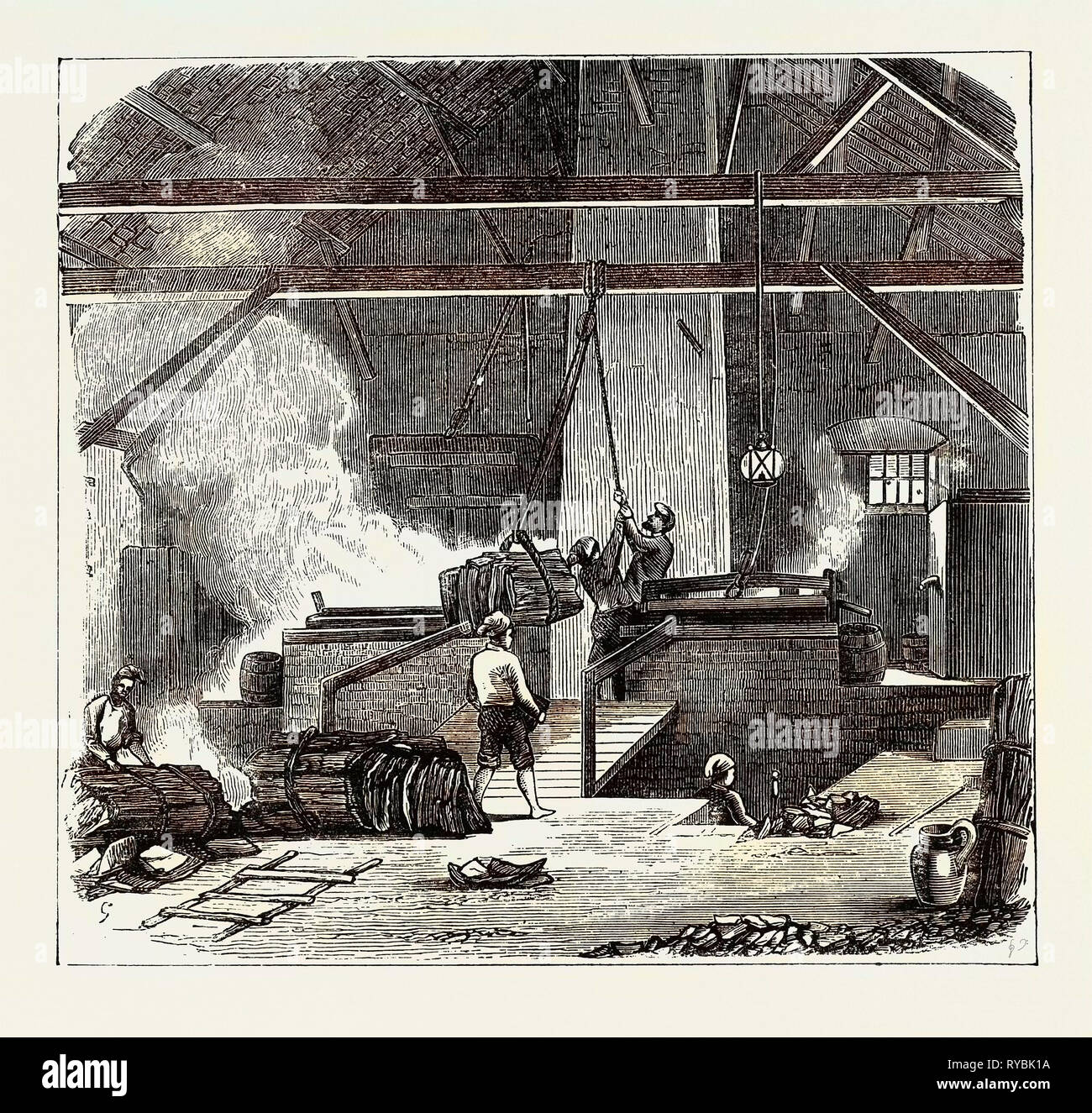 Cork Manufacture in Spain: The Boiling Department Stock Photo - Alamy