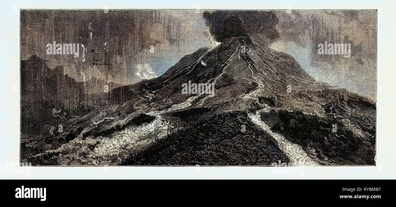 The Eruption of Mount Vesuvius: Sketch from the Top of the Observatory ...