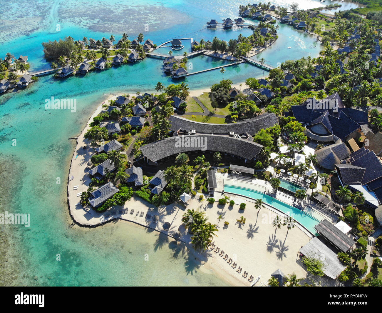 MOOREA, FRENCH POLYNESIA -30 NOV 2018- Aerial view of the ...