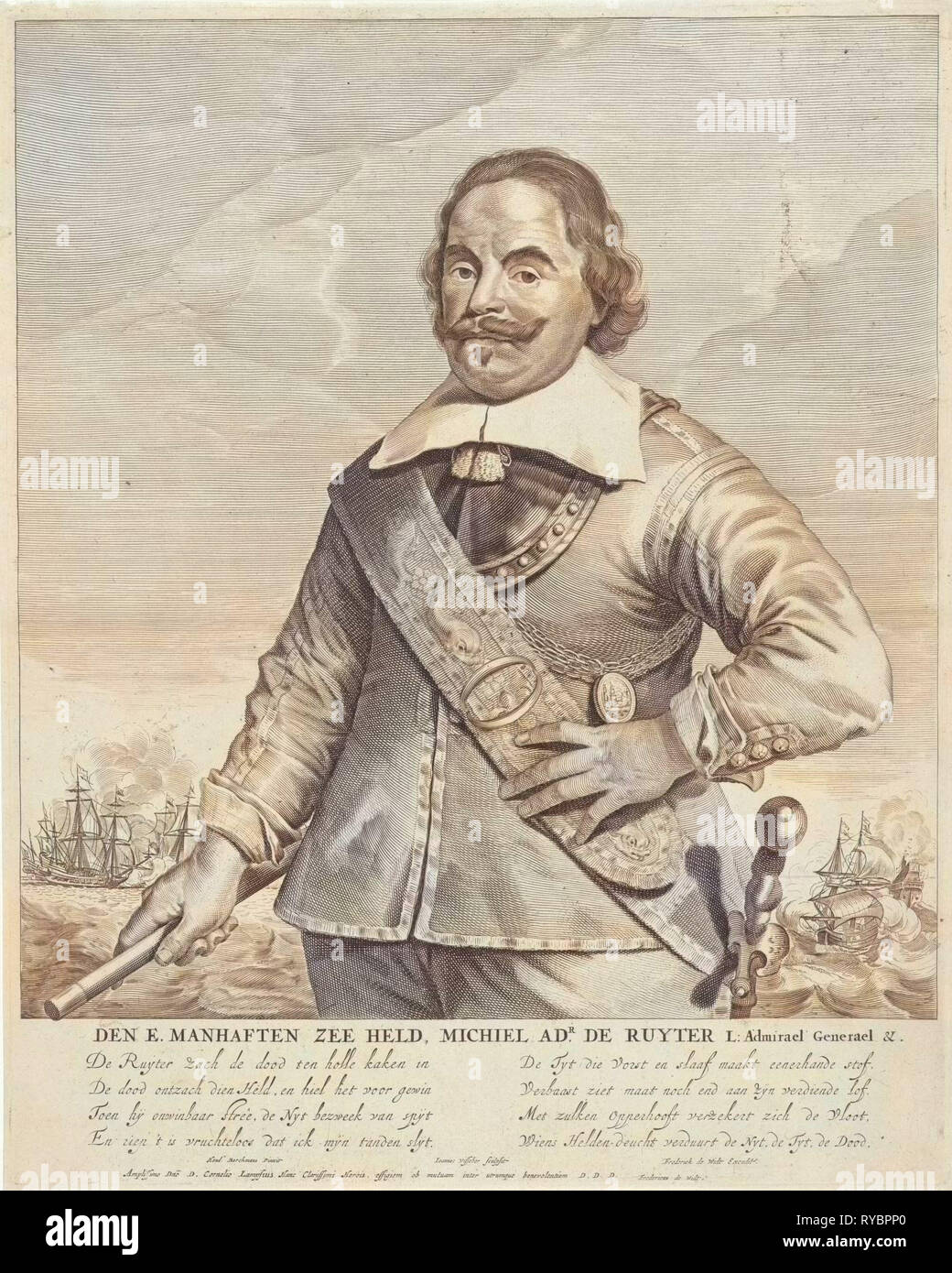 Portrait of Michiel Adriaensz de Ruyter, Jan de Visscher, Frederik de ...