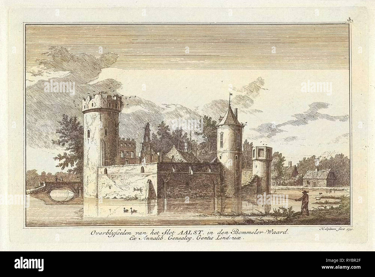 View of the ruins of castle Aalst, Gelderland, The Netherlands Stock ...