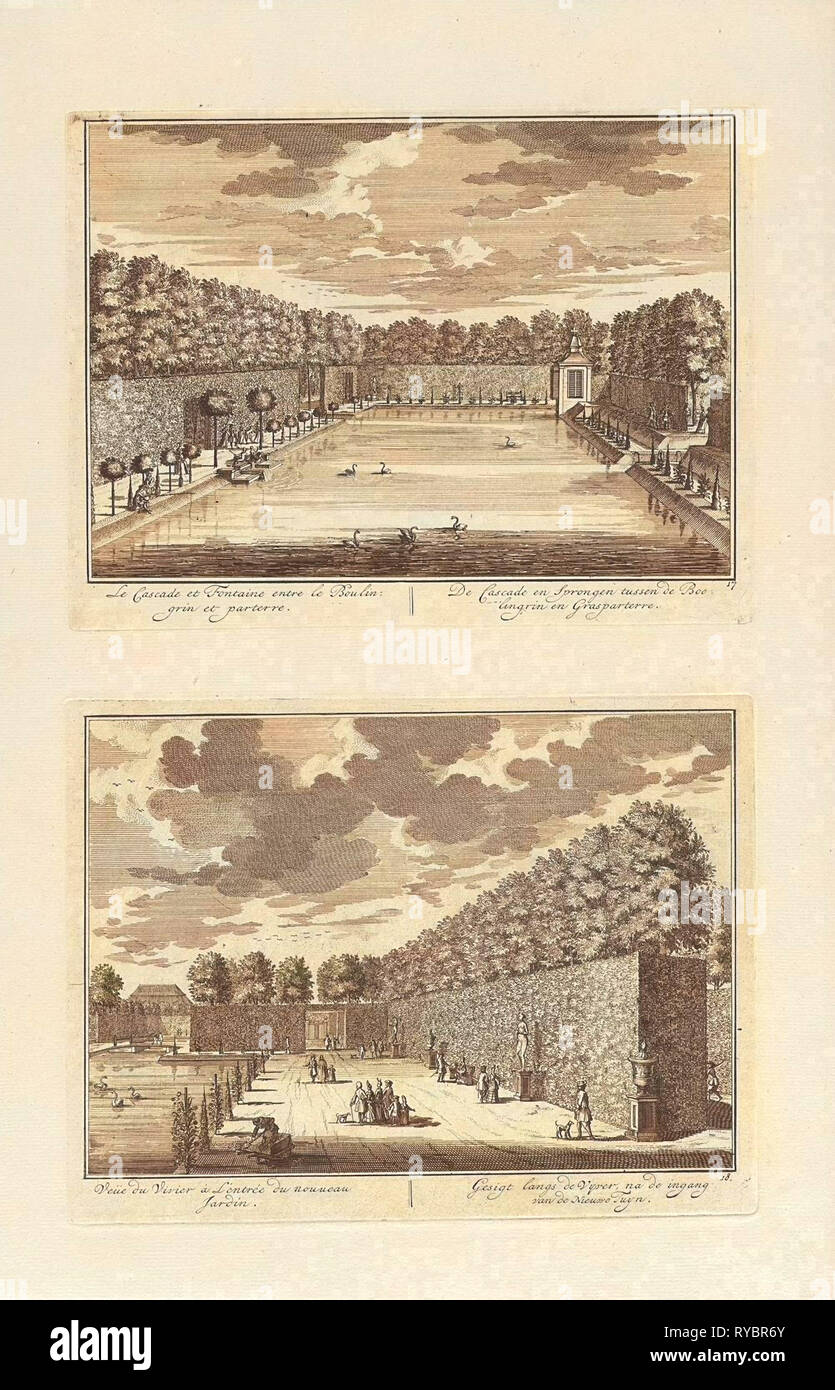 View of the big pond southeast of Zeist Castle / The avenue along the ...