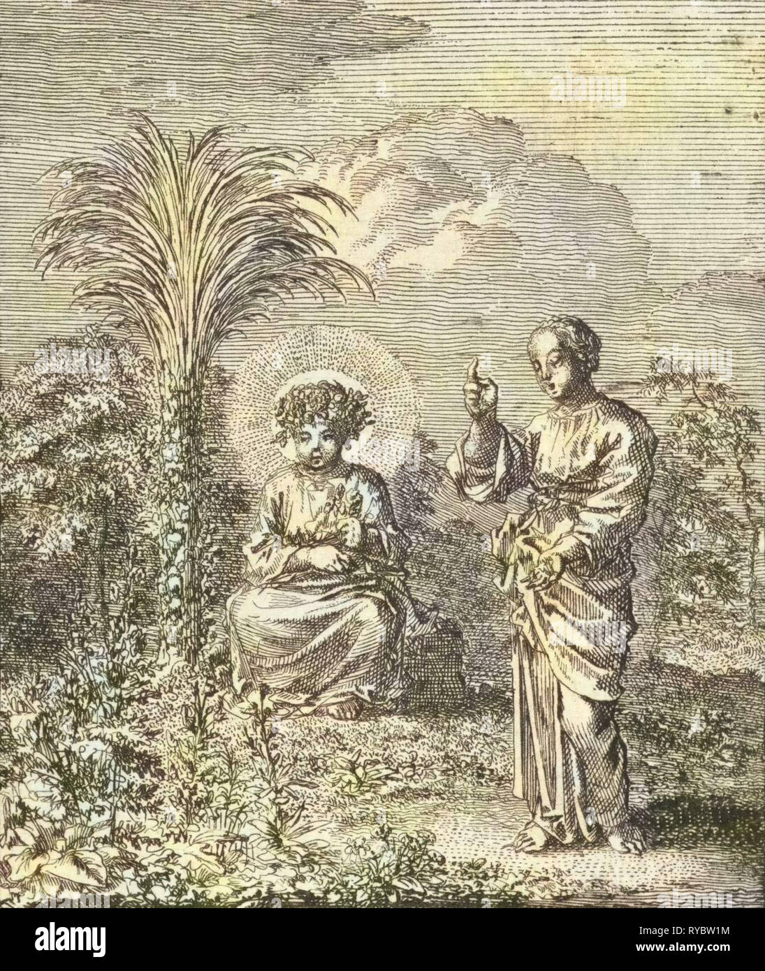 Christ and the personified soul contemplate nature, Jan Luyken, 1714 ...
