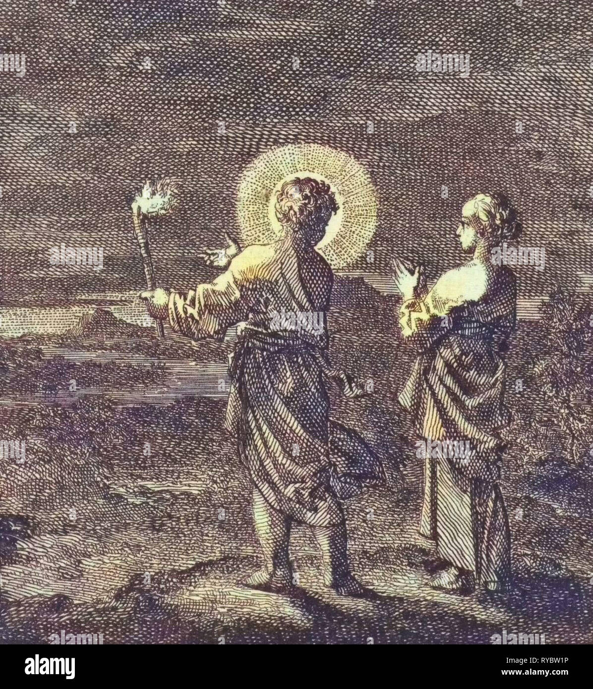 Christ illuminates the darkness with a torch for the personified soul ...