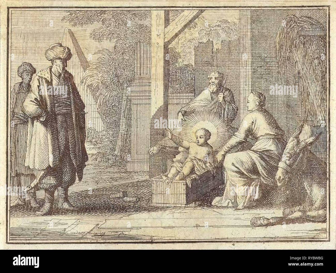 Christ child speaks from the manger to an Easterner, Caspar Luyken ...