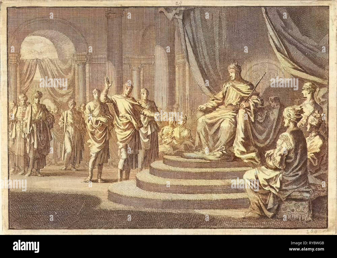 Zerubbabel for Darius, Jan Luyken, Pieter Mortier, 1704 Stock Photo - Alamy