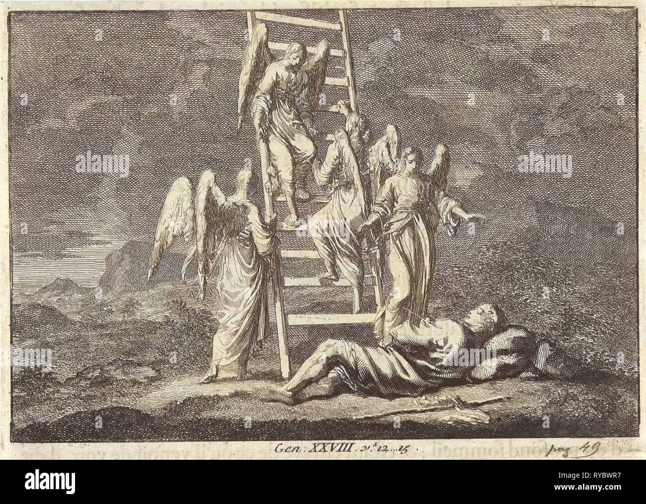 Jacob's Ladder, Jan Luyken, Pieter Mortier, 1703 - 1762 Stock Photo - Alamy