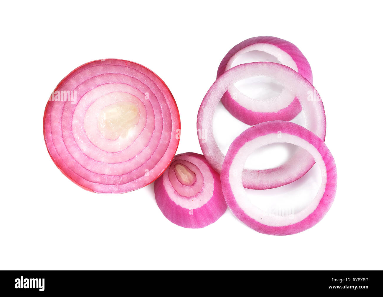 Onion slice rings Isolated on white background Stock Photo - Alamy