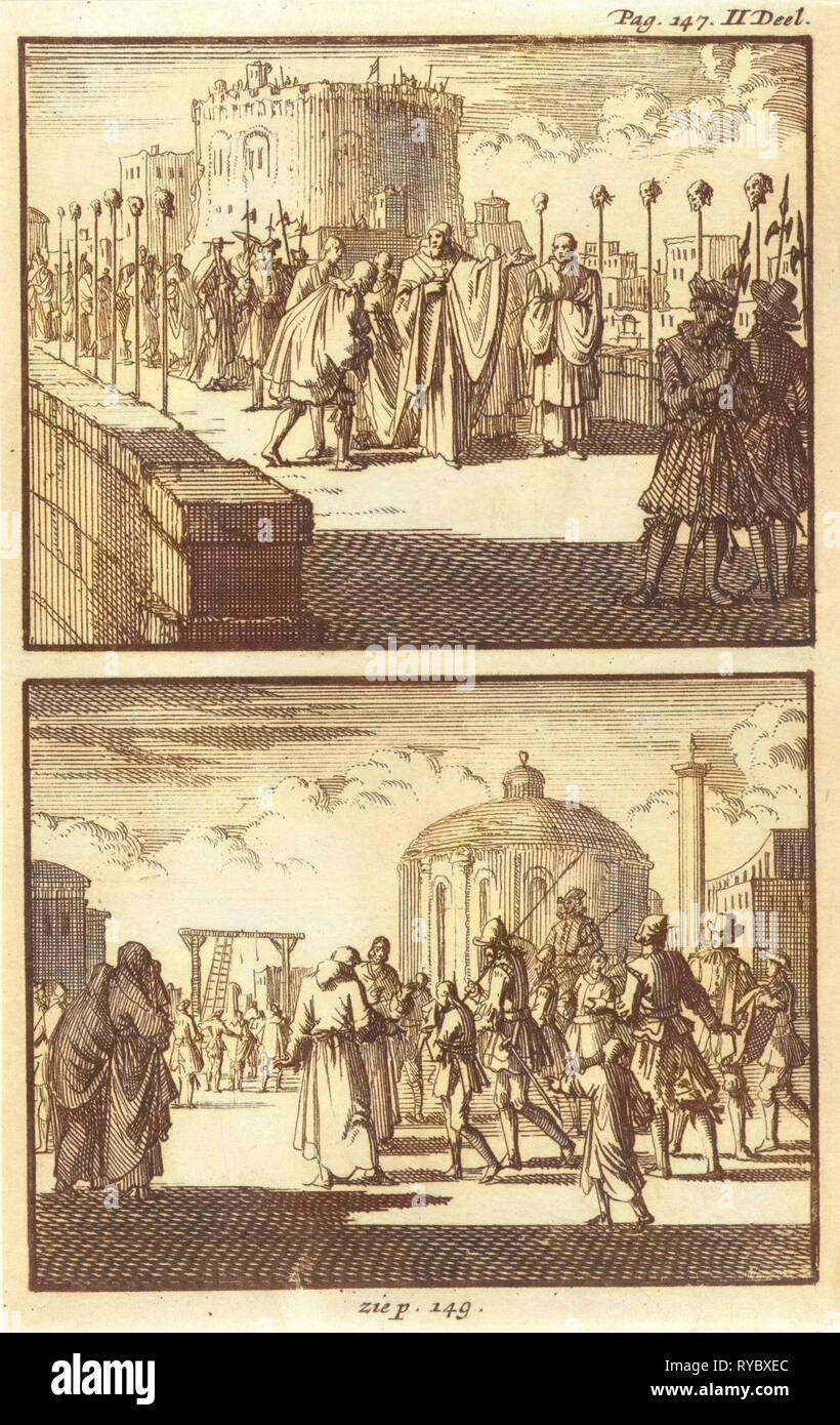 Pope Sixtus V visits the Castel Sant'Angelo in Rome, Italy, a sixteen ...