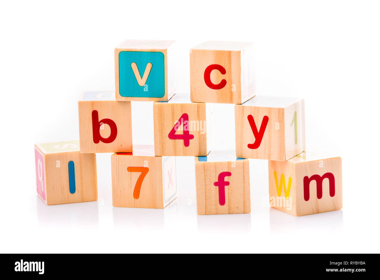 Toy cubes. Baby collection. ABC letters made from baby toys Stock Photo ...