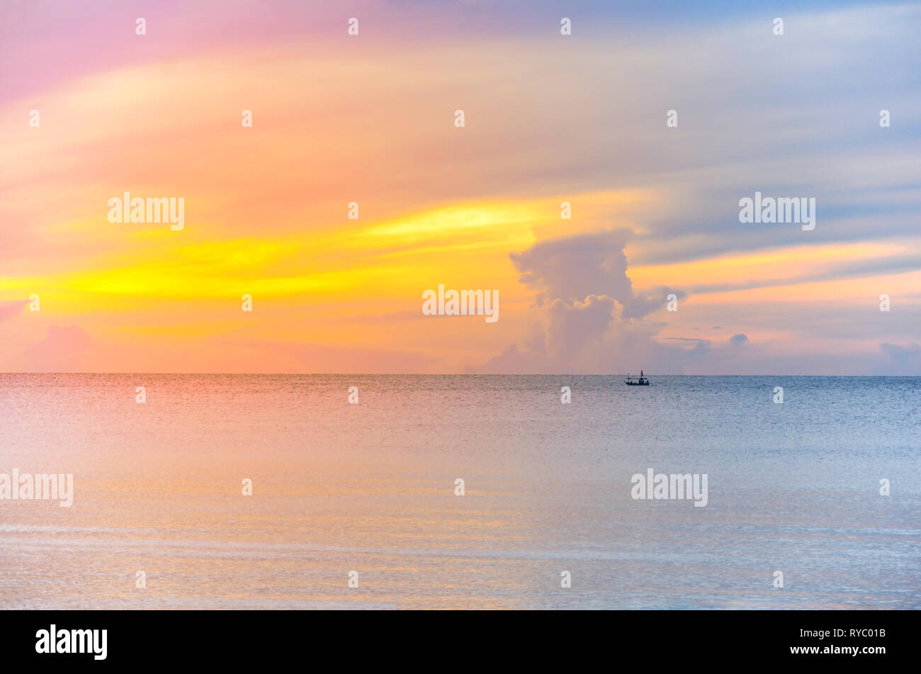 Morning sunrise at the seaside. Sea and the morning light background ...