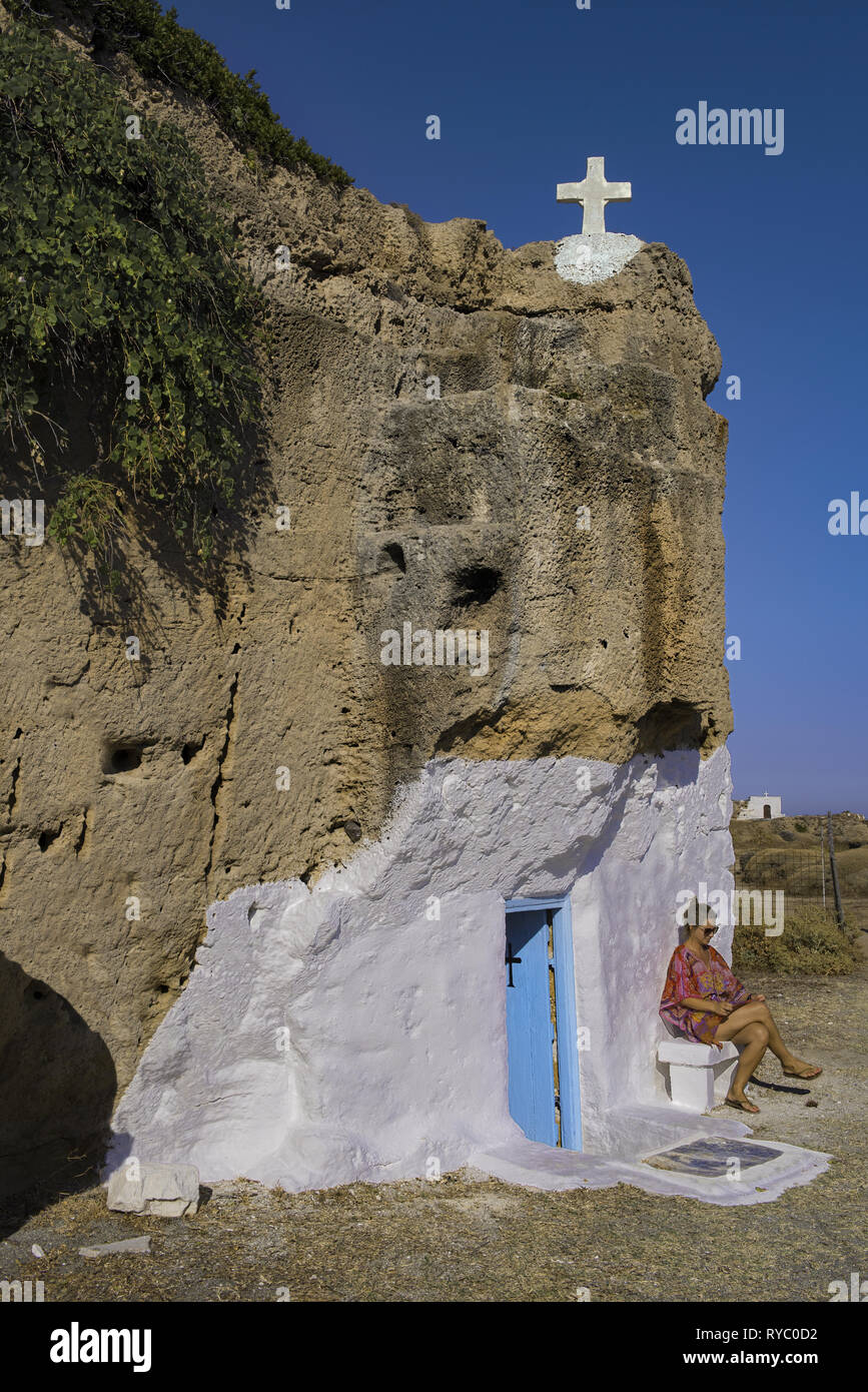 Small Greek Orthodox church of Agios Nikolaos (Saint Nicolas) carved in ...