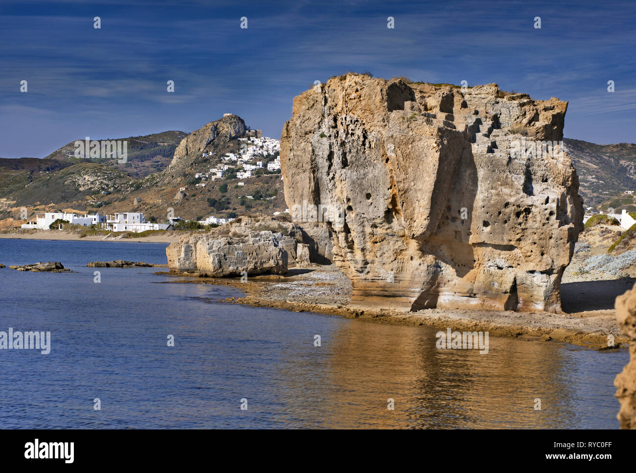 Beach Pouria in ancient quarri, of Skyros, in Sporades complex, central ...