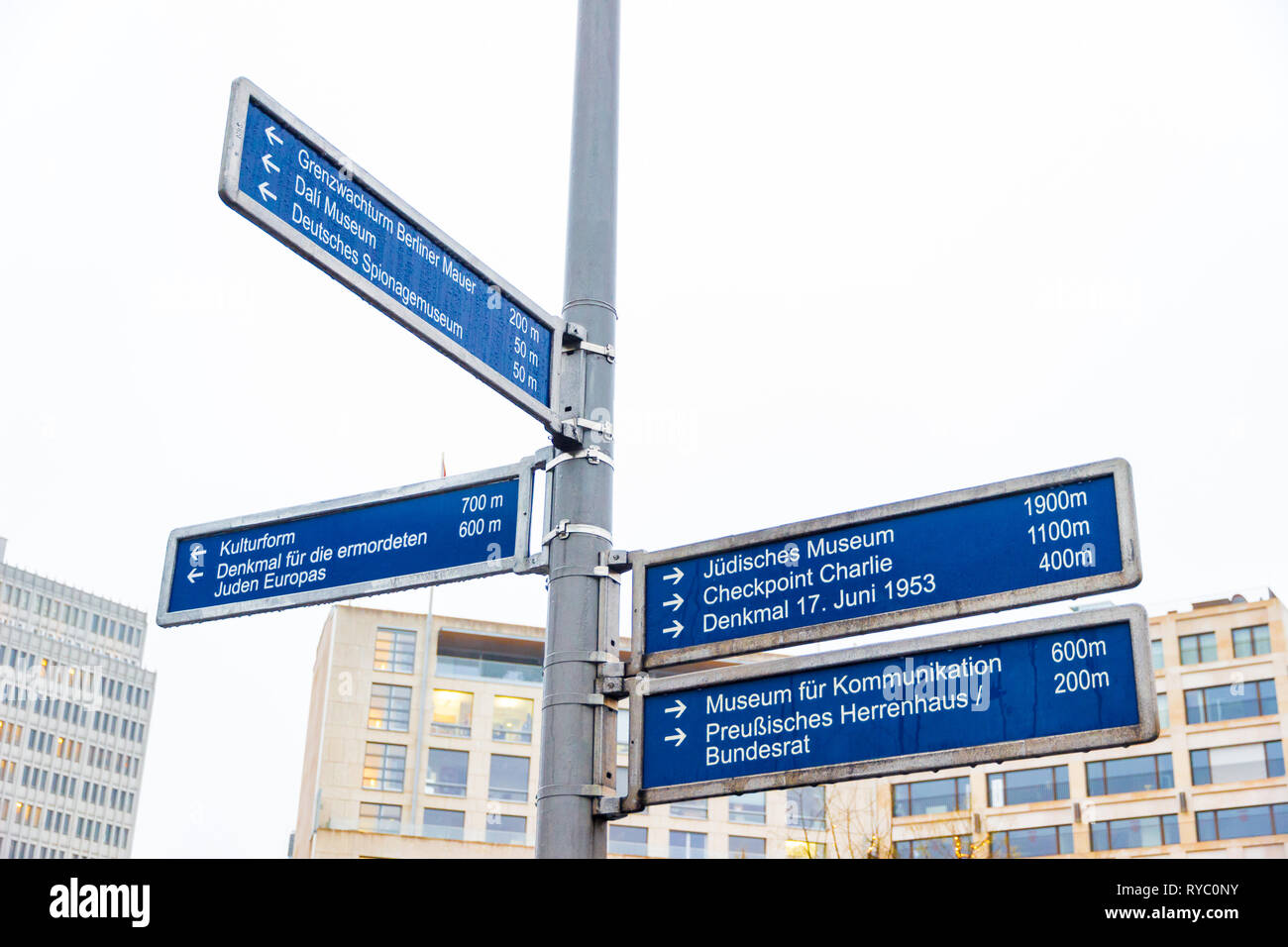Berlin, Germany. Street signs in Leipziger Platz, adjacent to the ...