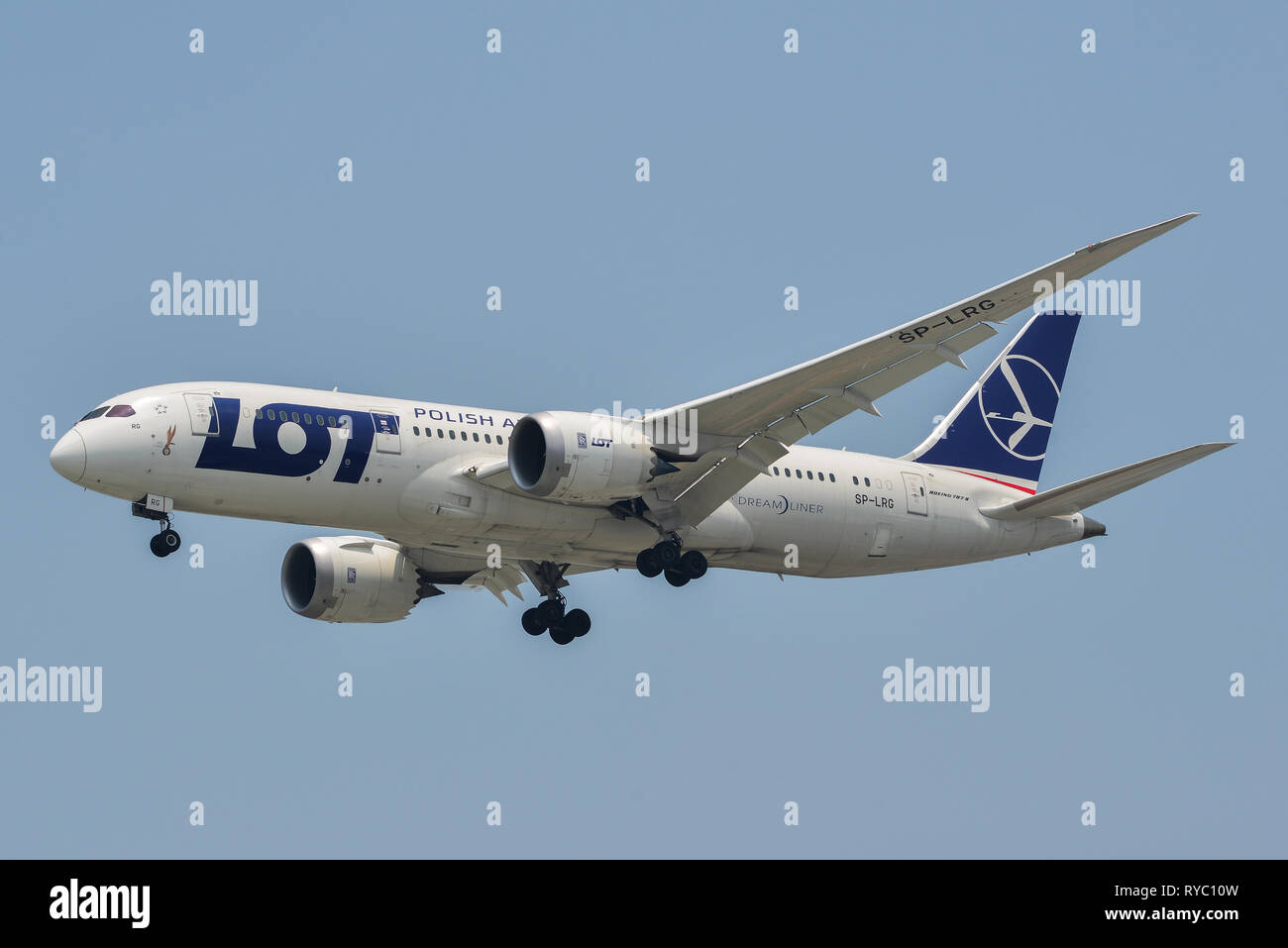 Saigon, Vietnam - Mar 11, 2019. A Boeing 787-8 Dreamliner of LOT Polish ...